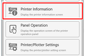 Mimaki Remote Access [Android] | Selecting a Printer/Plotter to View the Information Screen