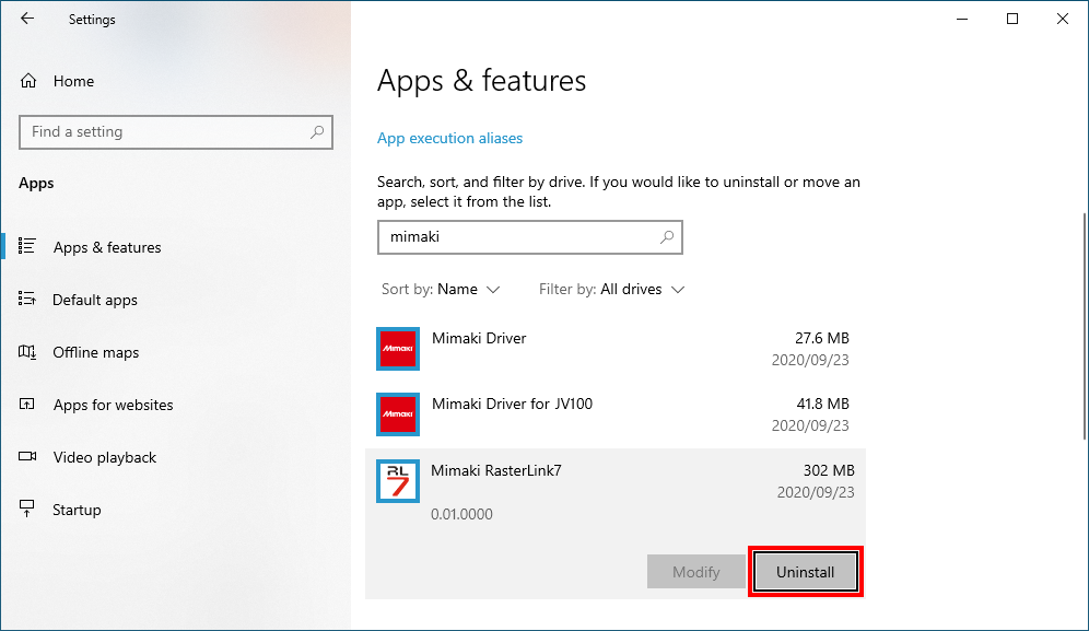 RasterLink7 [Inst] | Uninstallation procedure