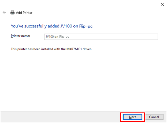 RasterLink7 [Net] | Adding a Printer