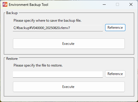 RasterLink7 [Ref] | Environment Backup/Restore
