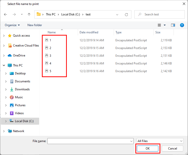 RasterLink7 [Ref] | Importing from the File Menu