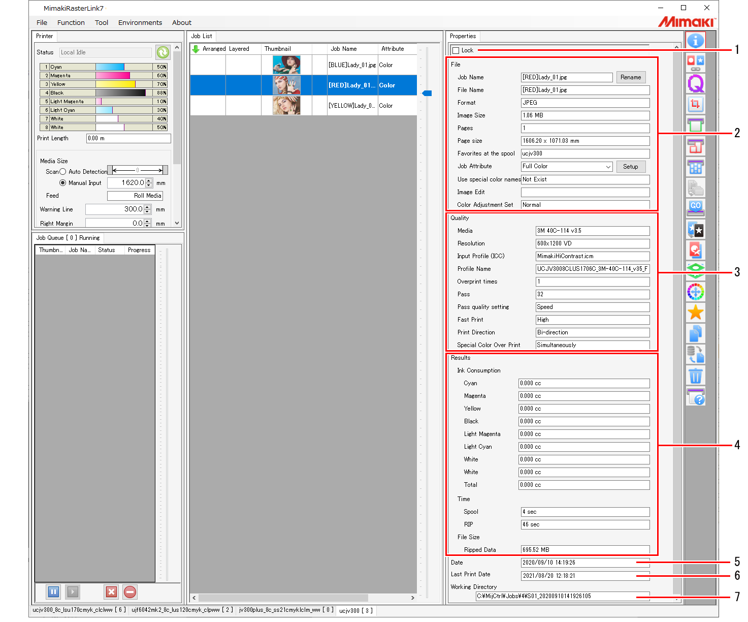 RasterLink7 [Ref] | Properties - Screen Layout