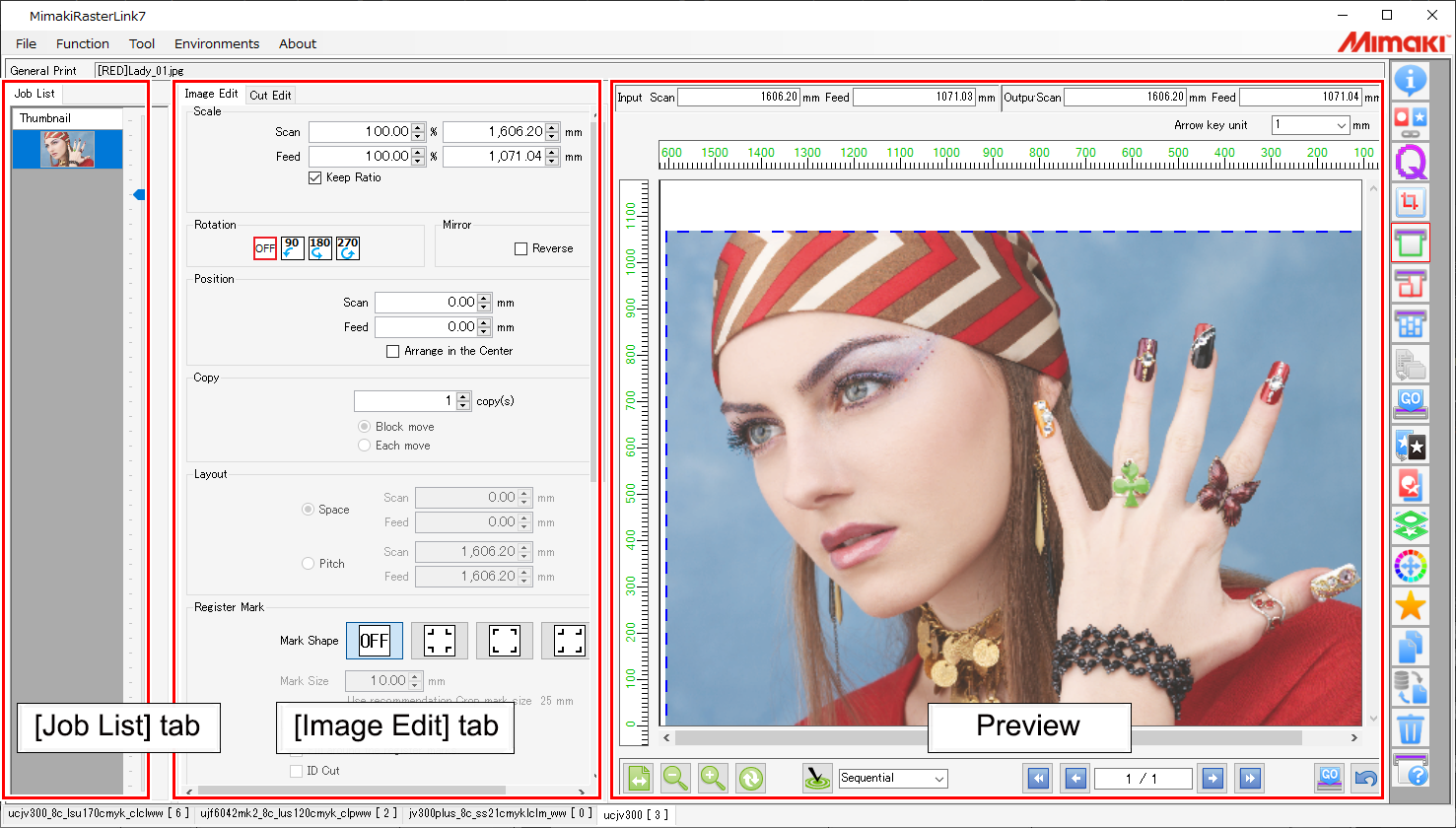 RasterLink7 [Ref] | General Print - Screen Layout