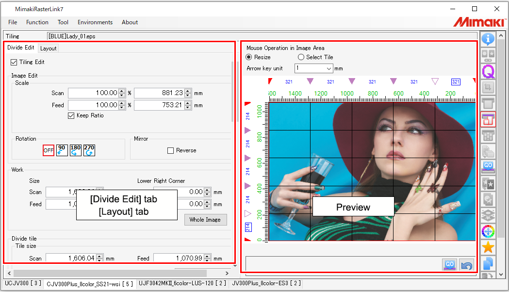 RasterLink7 [Ref] | Tiling - Screen Layout