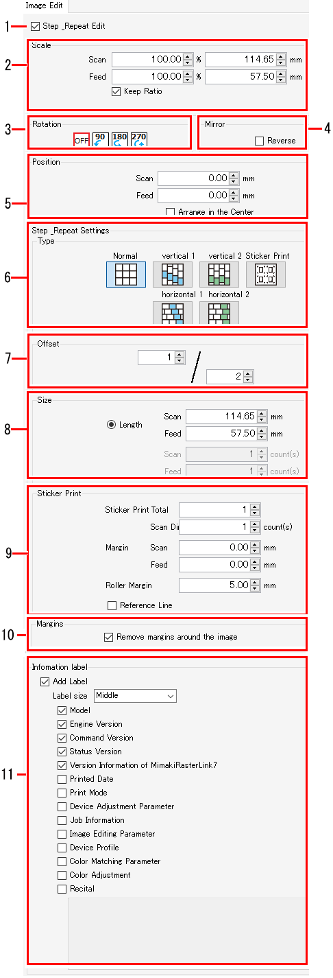 RasterLink7 [Ref] | Step & Repeat - Screen Layout