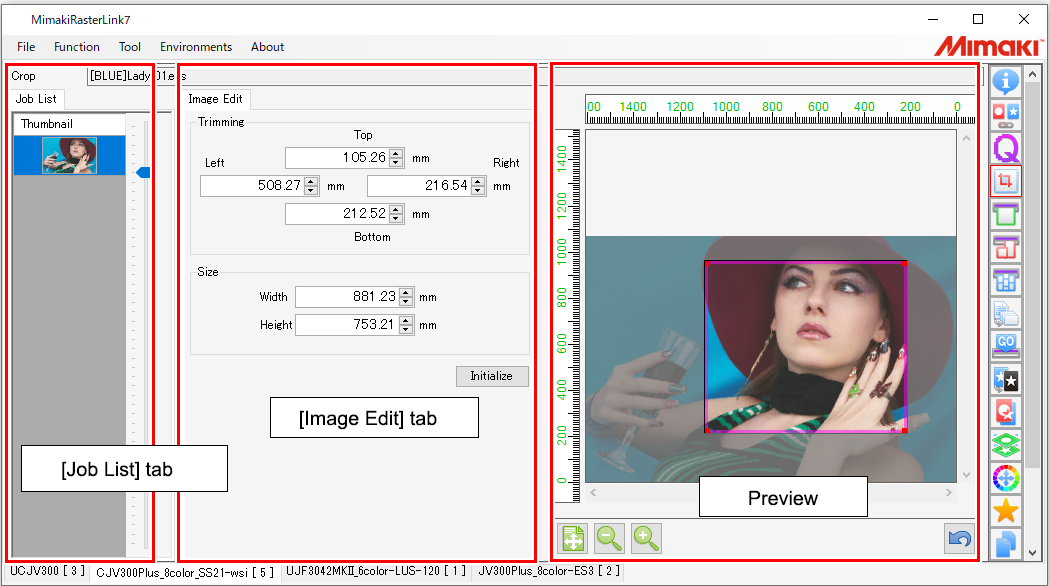 RasterLink7 [Ref] | Crop - Screen Layout
