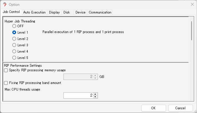 RasterLink7 [Ref] | [Option] - Screen Layout