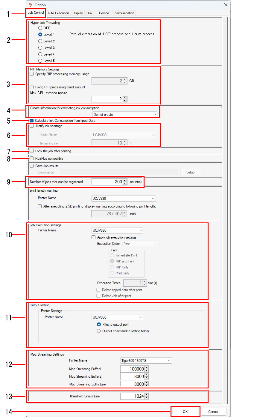 RasterLink7 [Ref] | [Option] - Operations