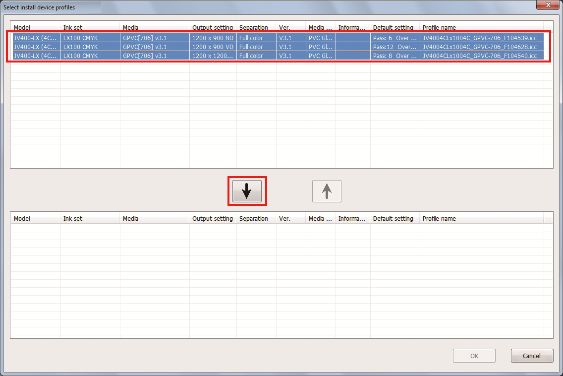 RasterLink6Plus [Inst] | Installing the device profile