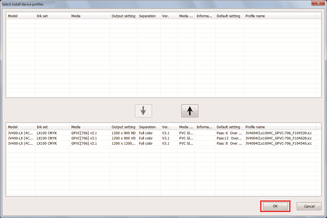 RasterLink6Plus [Inst] | Installing the device profile