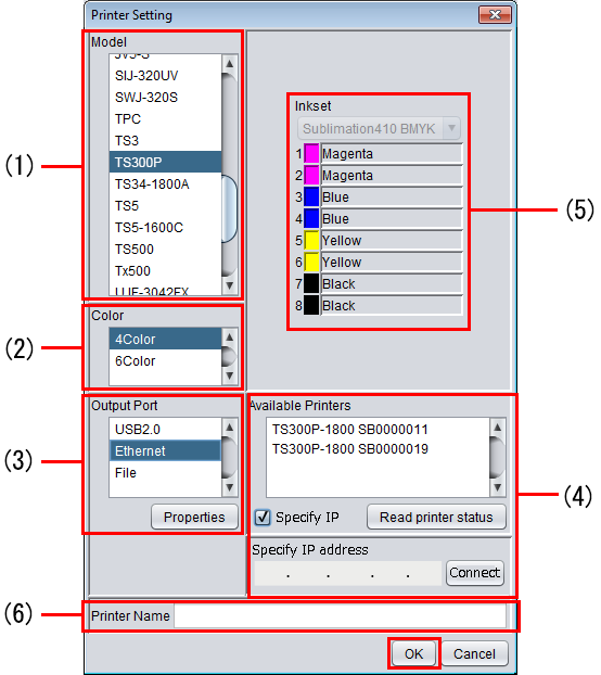 RasterLink6Plus [Inst] | Printer registration procedure