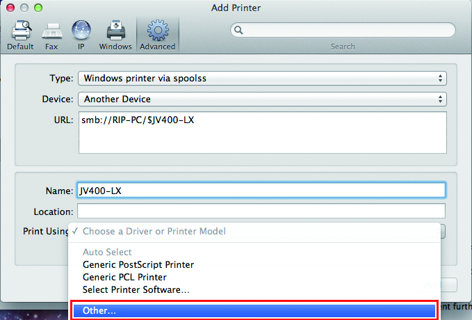 RasterLink6Plus [Net] | Manually Adding a Printer