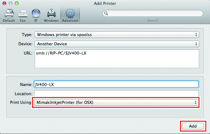 RasterLink6Plus [Net] | Manually Adding a Printer
